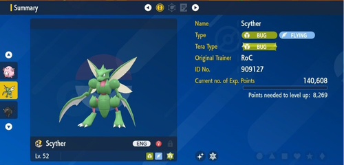 Pokemon Scarlet & Violet 6IV Shiny SCYTHER Max EVs | eBay UK
