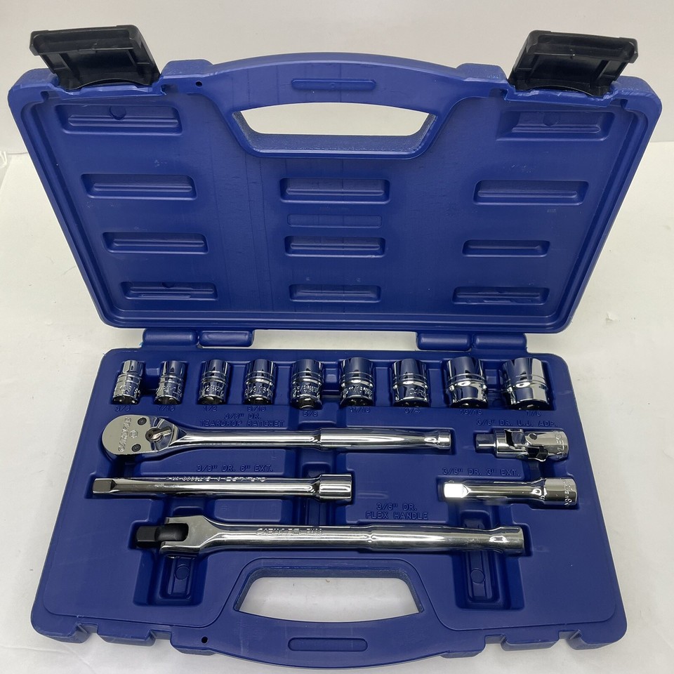 Carlyle SS38014 14-Piece SAE 3/8" Drive Socket Set Standard 6-Point NEW ...