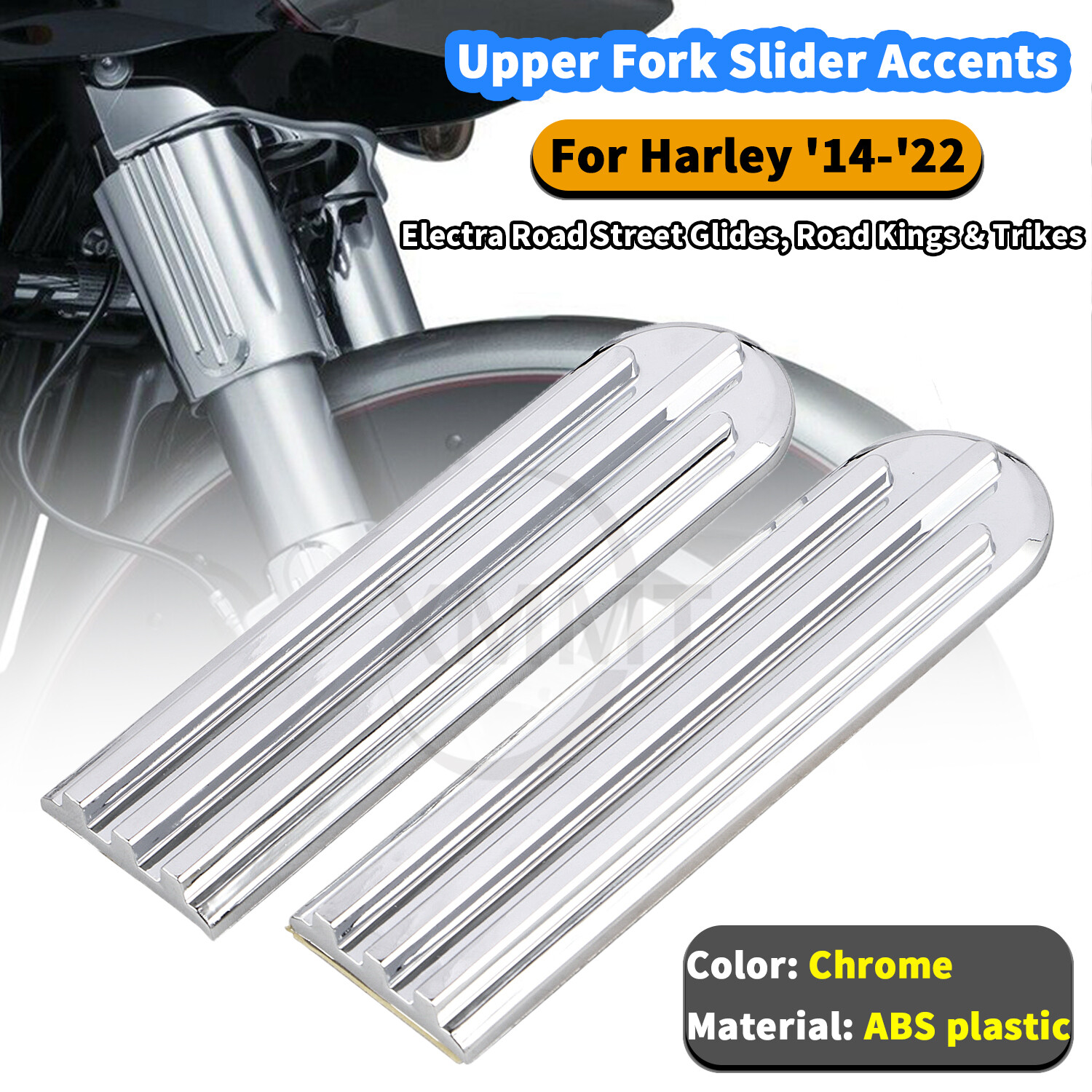 Chrome Upper Fork Slider Accents For Harley Road King Glide Ultra Classic FLHTCU | eBay