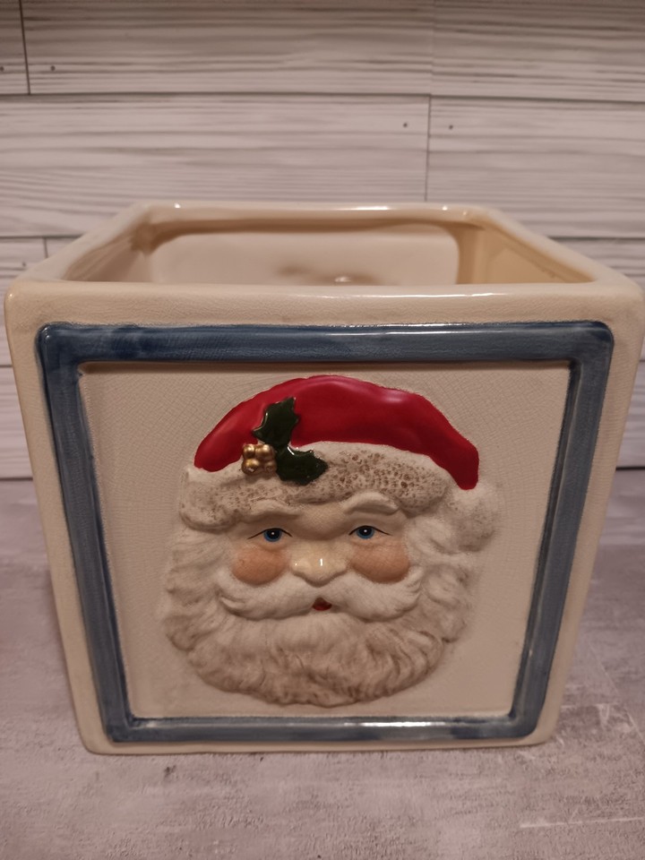 Vintage Target Ceramic Christmas Toy Block Box Tree Planter Santa Claus ...