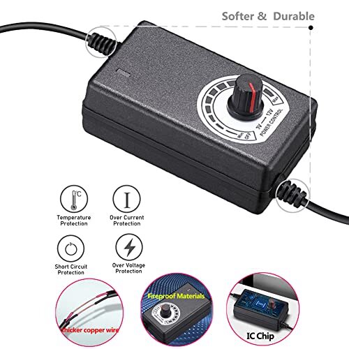 Triple 3-Pin and 4-Pin PC Fan Power Adapter, 12V Fan Speed Controller ...