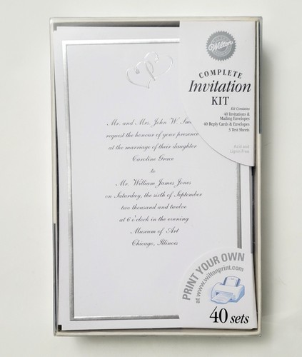 WILTON Wedding INVITATION Kit 40 Sets W/ Print Your Own Invites ...