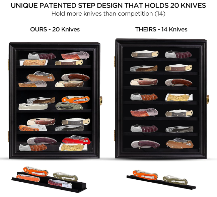 Pocket Knife Display Case for Wall Knife Collection Display Case with ...