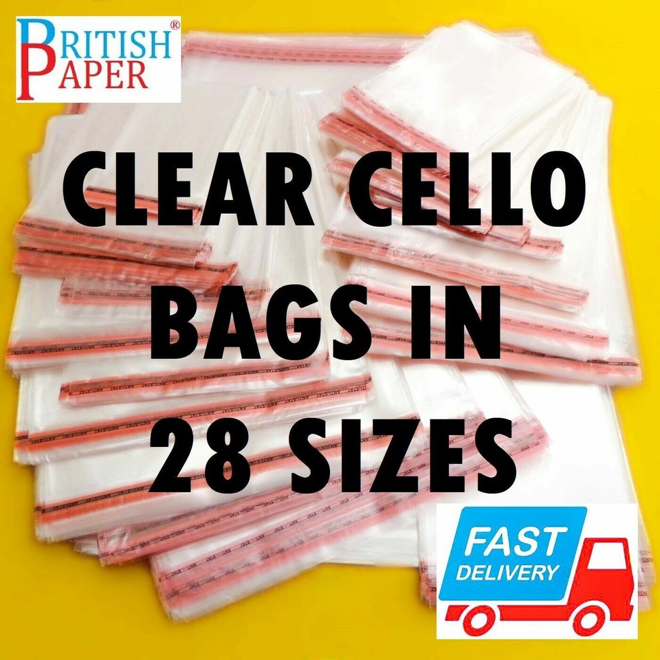 CLEAR CELLO CARD BAGS CELLOPHANE SELF SEAL LARGE SMALL CARD A3 C4 A4 C5 ...