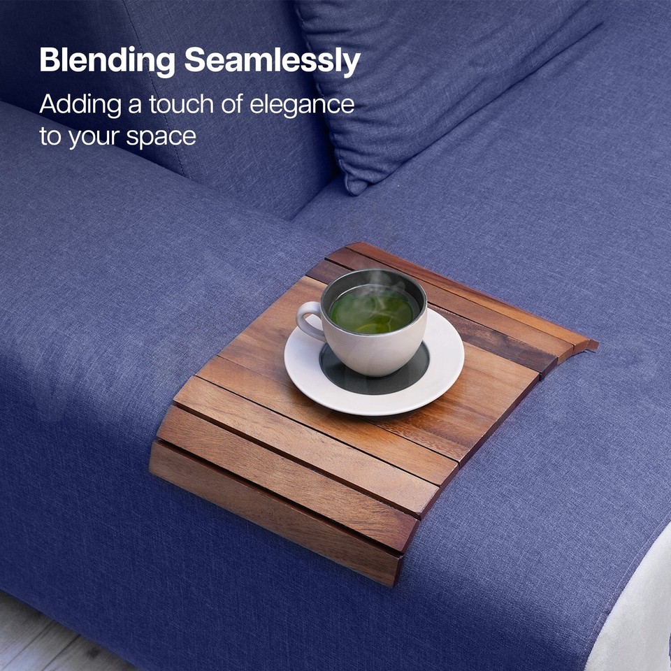 Foldable Sofa Arm Tray Organiser Drink Mug Flexable Wooden Arm Rest ...