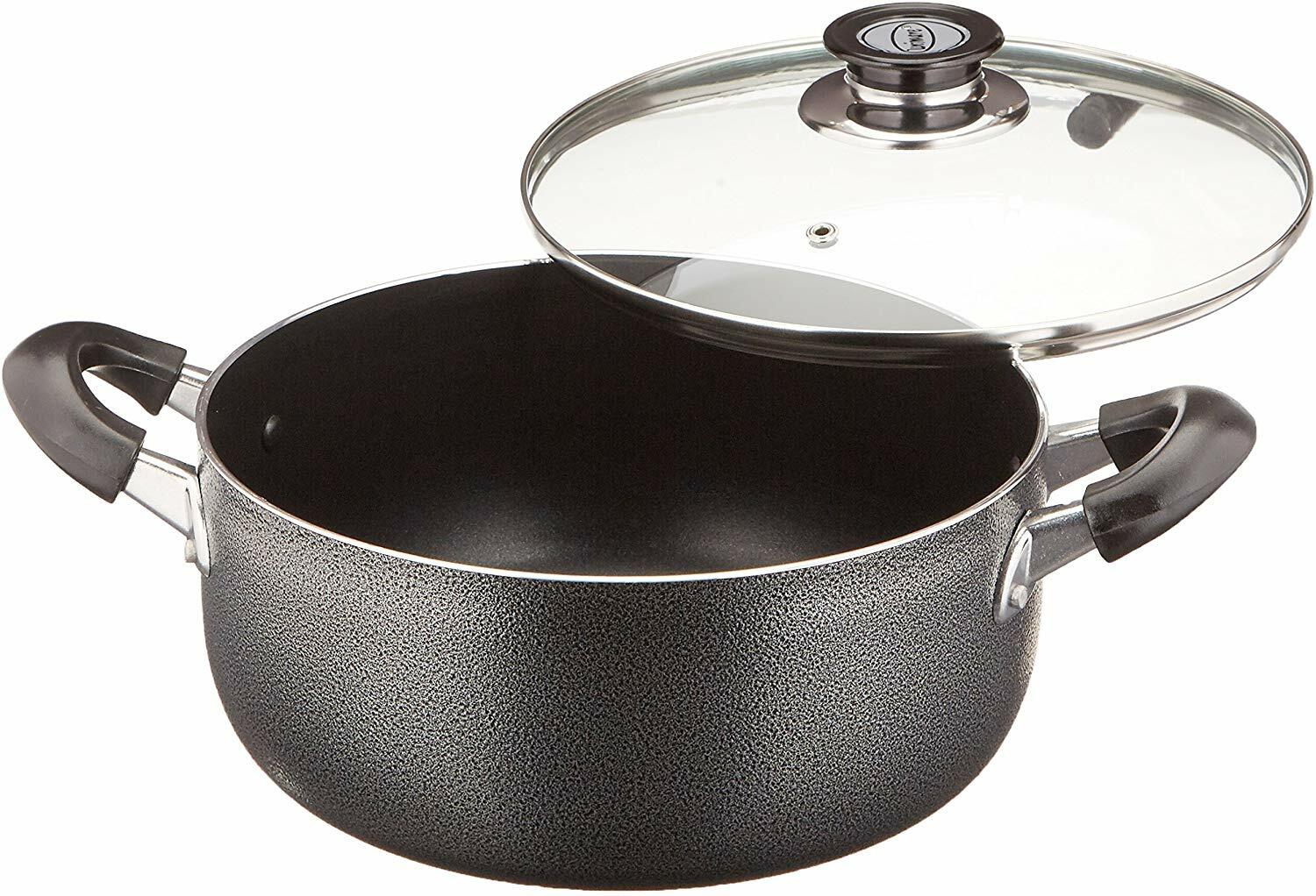 Uniware 5 Quart Non-Stick Aluminum Cooking Sauce Pot with Vented Glass ...