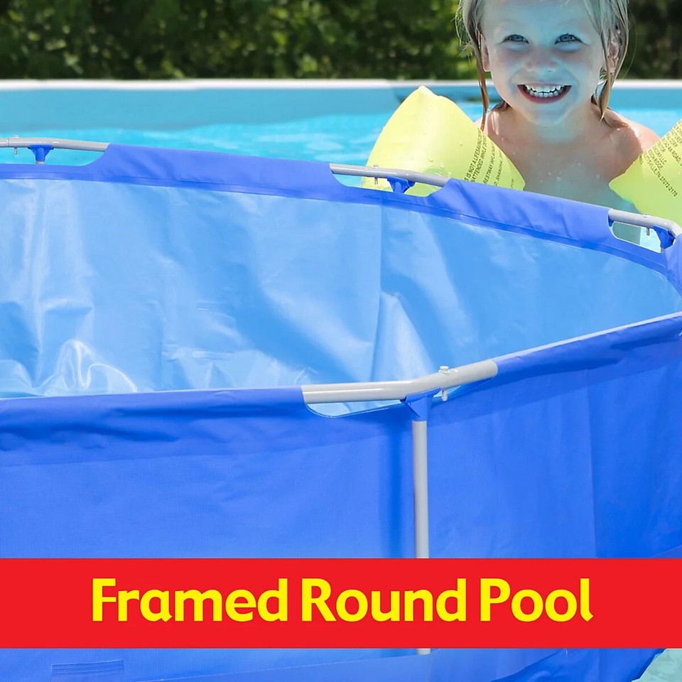 Giant Round 10ft Garden Family Swimming Paddling Pool 3m x 0.76m Metal ...