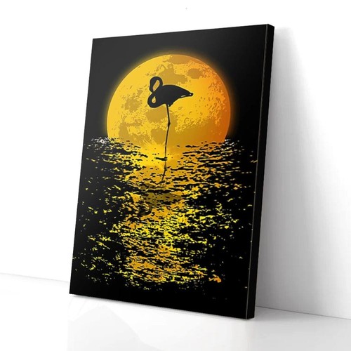 Moon Flamingo Matte Poster, Canvas Wall Art | eBay