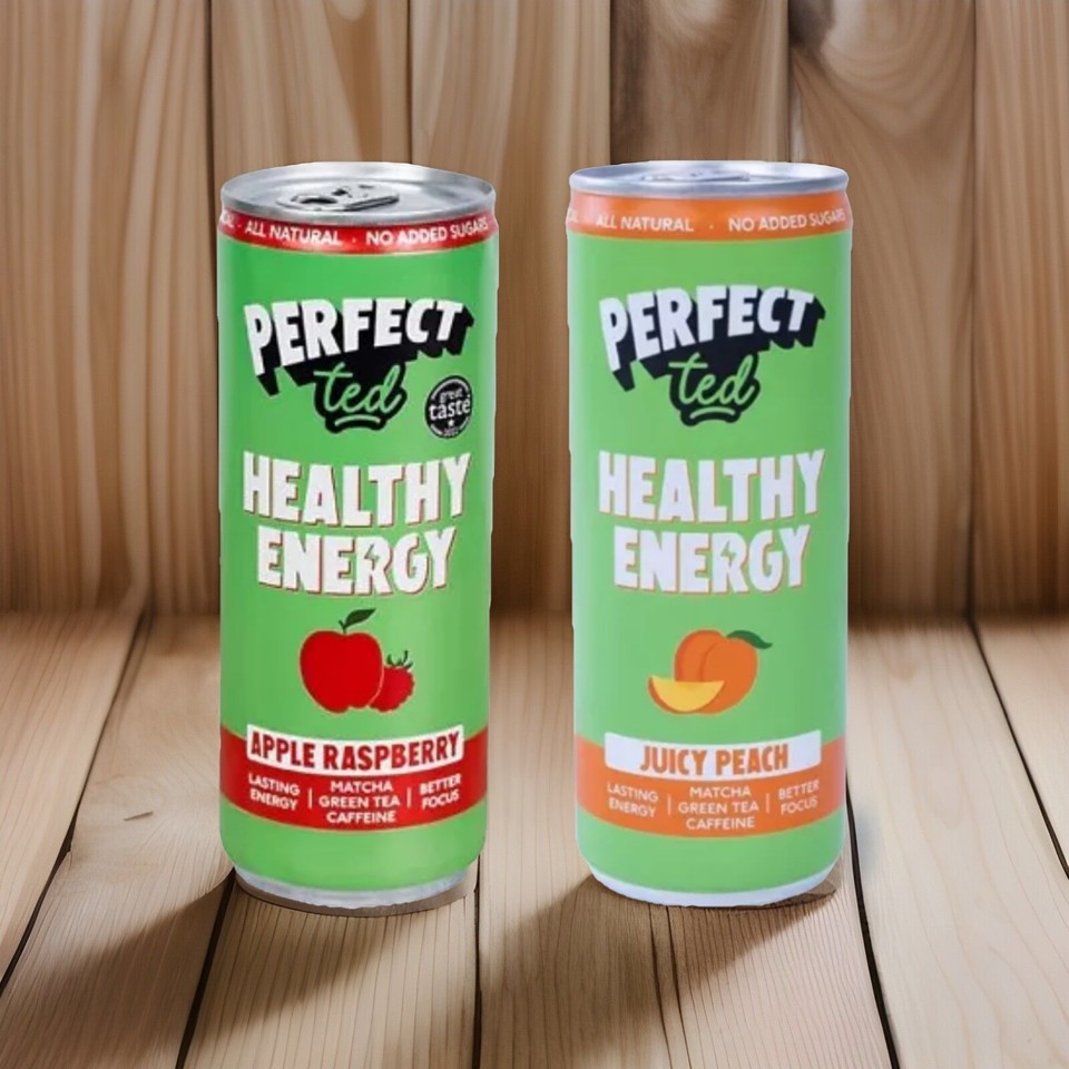 10 x 250ml PERFECT TED MATCHA GREEN TEA ENERGY APPLE & RASPBERRY ...