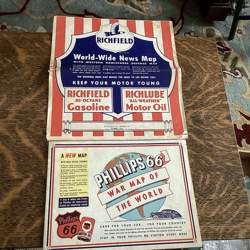 WWII Phillips 66 War Map of the World Richfield World-Wide News Map | eBay