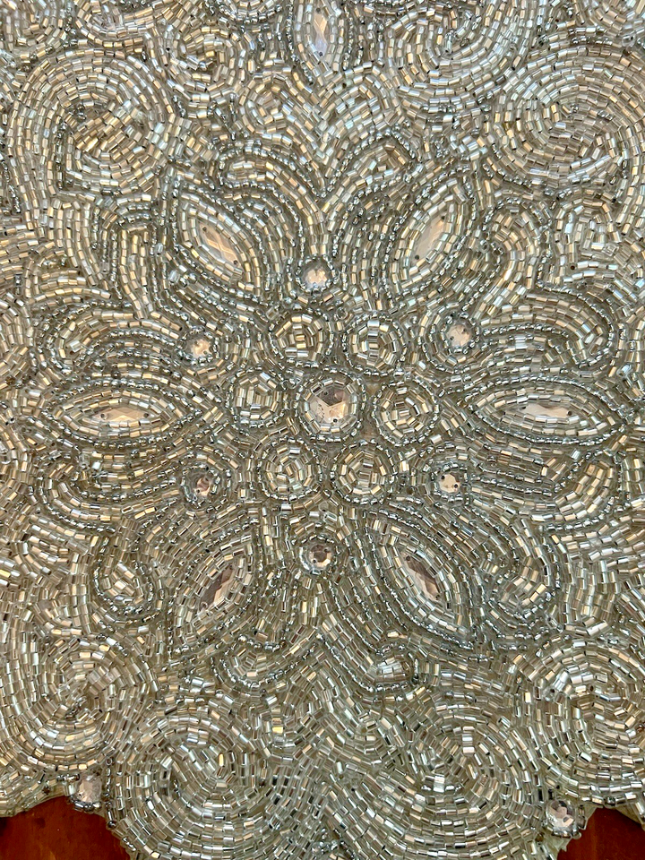 Handmade Silver Beaded Rinestones Table Runner Sparkle Luxe 36” X 13 ...