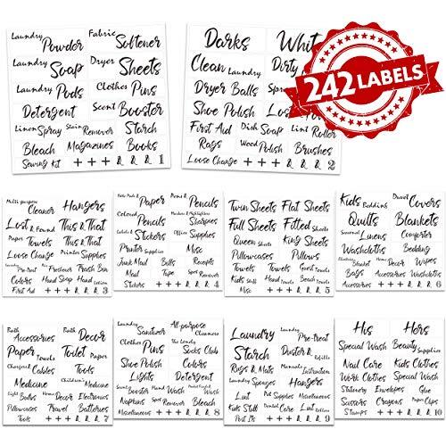 Hebayy 242 Cursive Laundry Room Organization Labels Printed ...