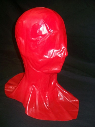 FETISH BONDAGE Mask RUBBER LATEX GIMP CLOSED BDSM RED PEGGING SWINGING ...