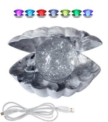 Seashell Colour Changing LED Mood Light Sea Shell - Glitter Pearl ...