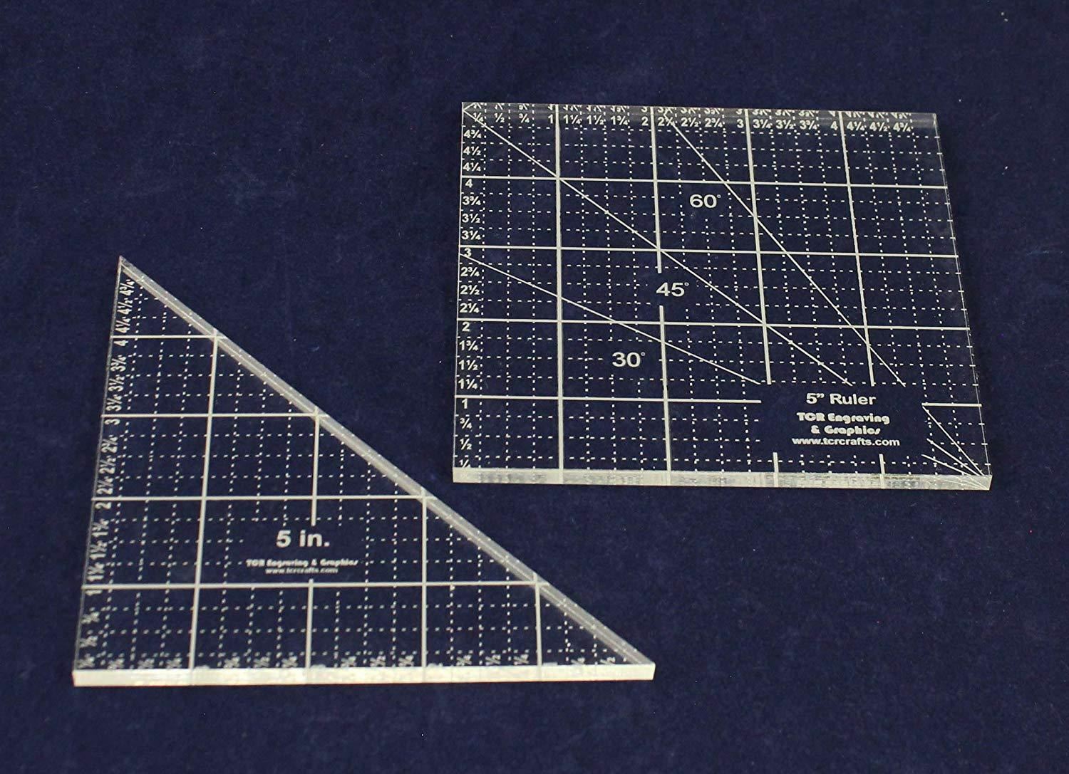 2 Piece Ruler Set. 5" Square & 5" Right Triangle - 1/8" | eBay
