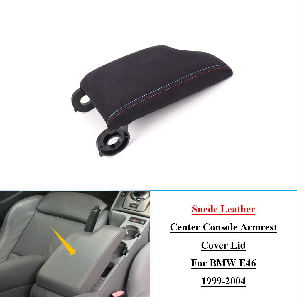 Suede Leather Center Console Armrest Cover Lid For BMW E46 1999-04 Tri ...