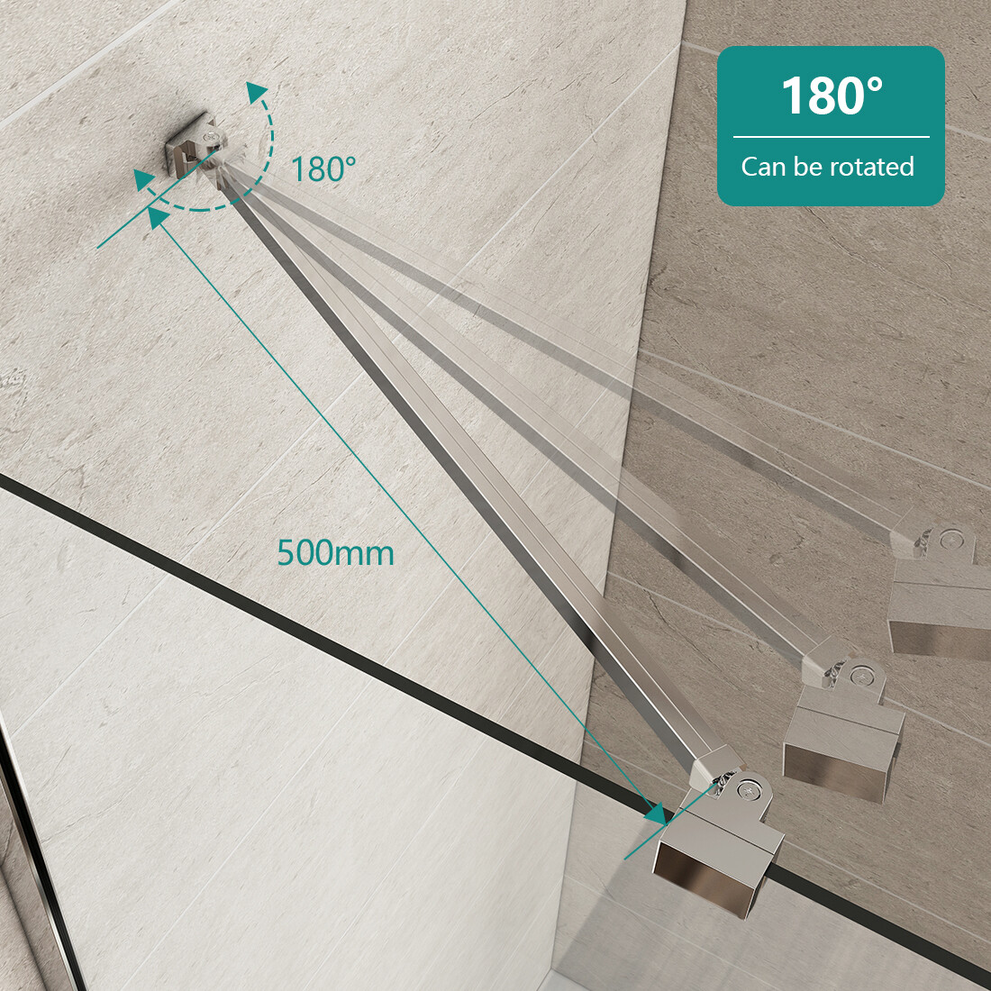 Support Bar Arm for WalkIn Wet Room Shower Screen Panel Glass Angled ...