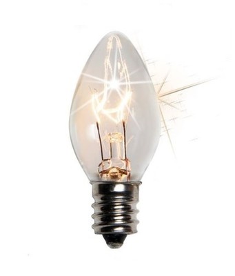 25-PK C7 CLEAR TWINKLE Light Bulbs BLINKING Transparent 5W Christmas ...