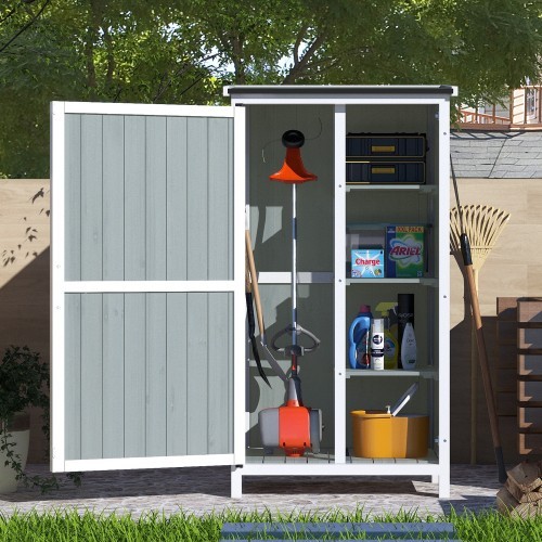 54" Two-Tone Garden Storage Shed with Sloped Roof & 5 Customizable ...