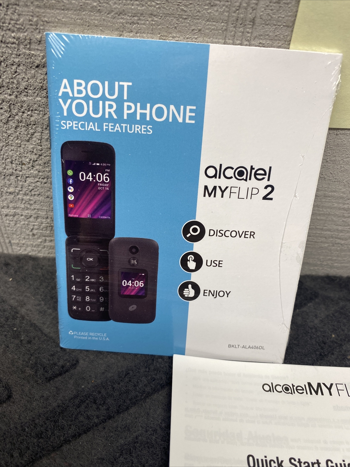 Alcatel My Flip 2 A406DL 4GB TracFone + GSM Black Flip Phone Very Good ...