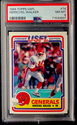1984 Topps USFL Football Herschel Walker Rookie RC #74 PSA 8 (Beautiful ...