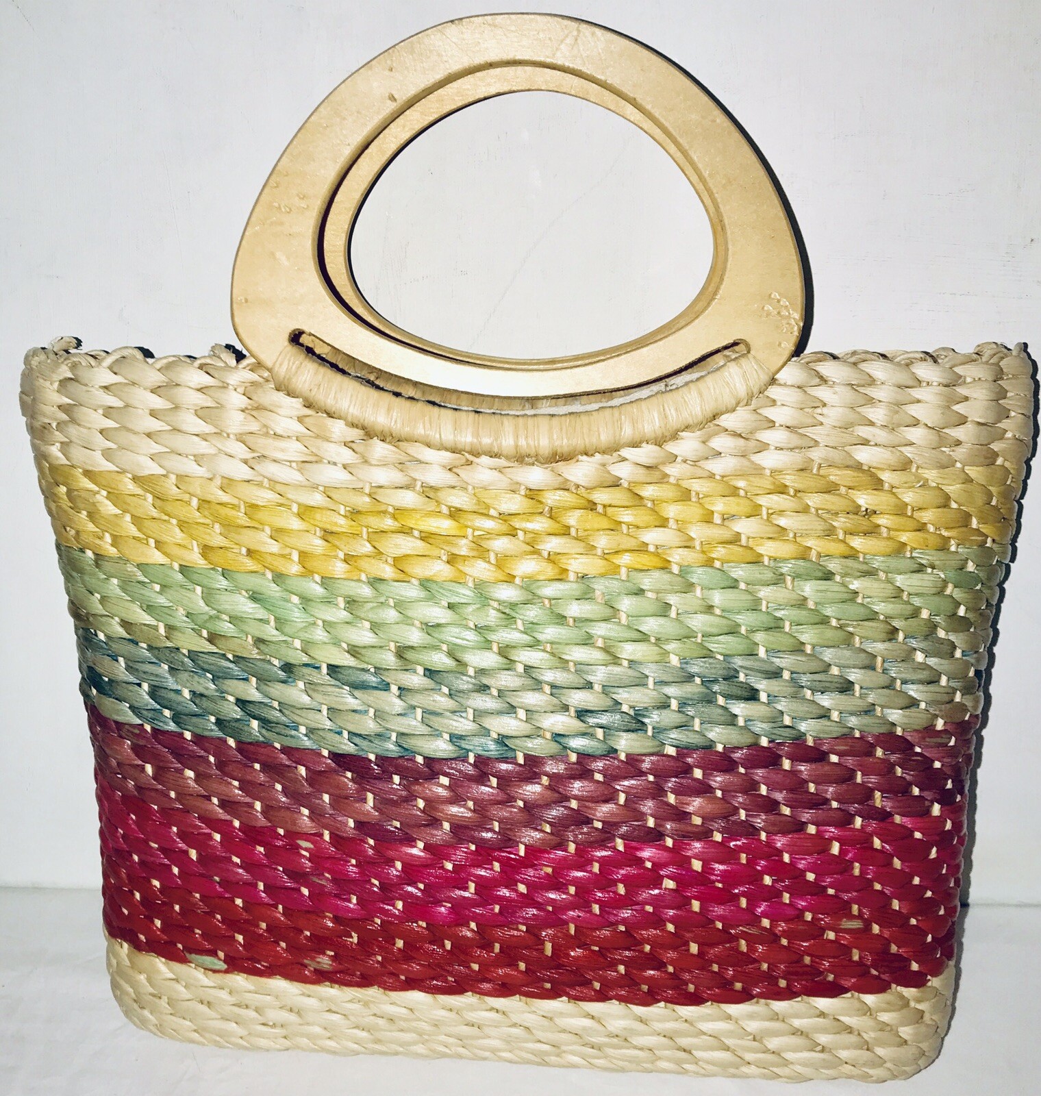 Cappelli Straworld Inc. Large Handbag Straw Seashell Purse w/Plastic ...