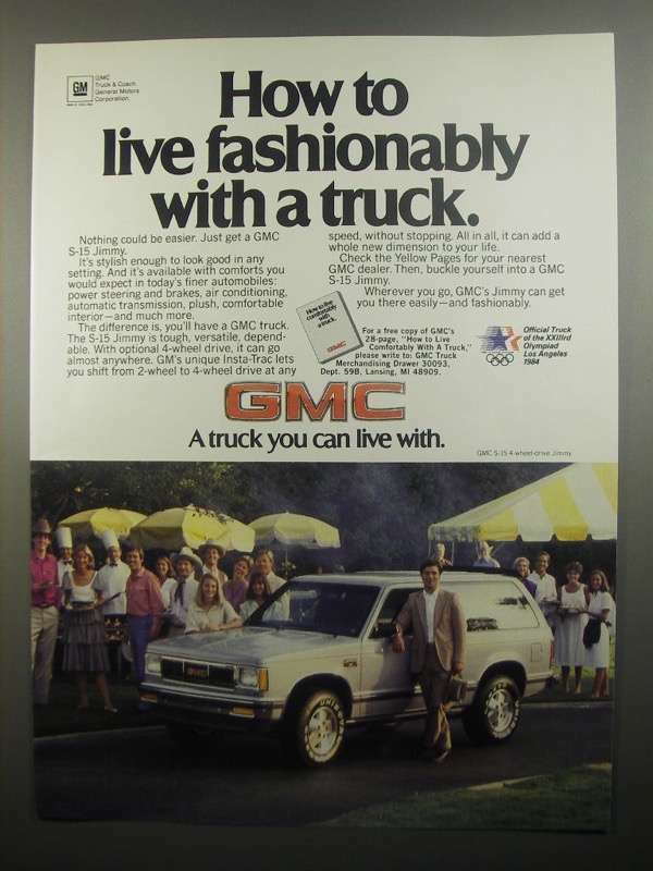 1984 GMC S-15 Jimmy Ad - Live Fashionably | eBay