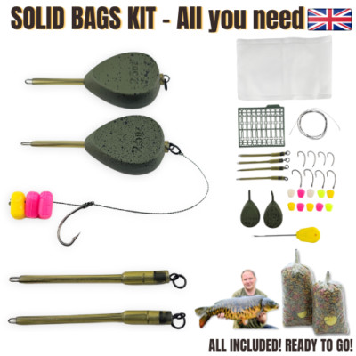 PVA Solid Bag KIT with Fishing Hooks, PVA Bags, PVA Stems, Bait Needle ...