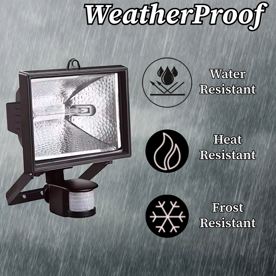 Motion Sensor Outdoor Security Floodlight Hard Wired Halogen Garden ...