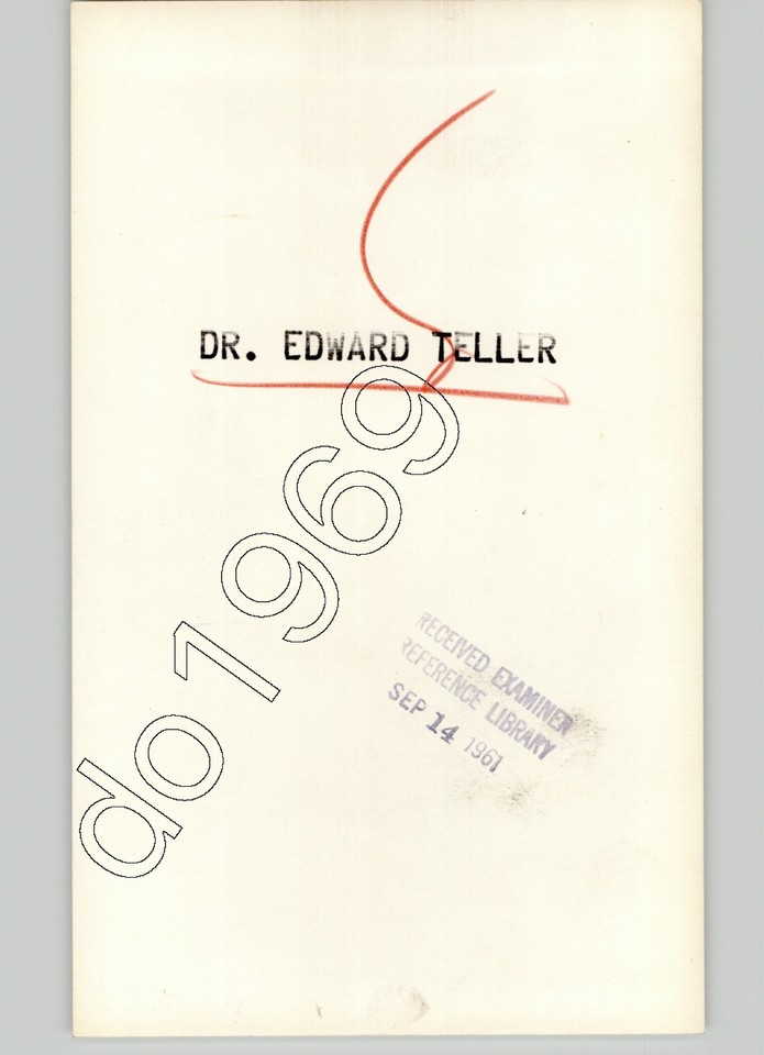 HYDROGEN BOMB Creator Dr. EDWARD TELLER Portrait 1961 Press Photo | eBay