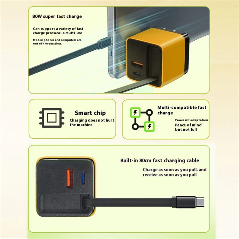 3 In 1 GaN Charger Scalable 80w Max Fast Charger Module With Type C ...
