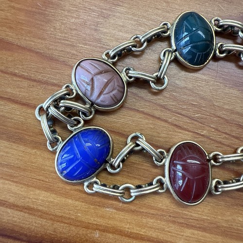 Vintage Egyptian Candida 12K Gold Filled Multi Color Scarab Stone ...