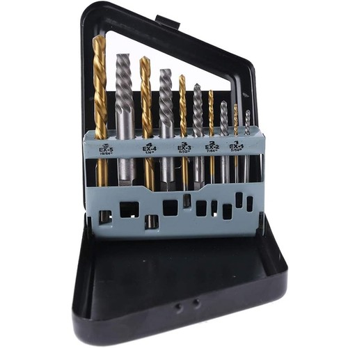 10pcs Easy Out Screw Extractor & Left Hand Drill Bit Set Bolt and Stud ...