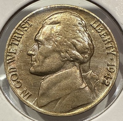 1942 Jefferson Nickel Type 1 5C US Coin BU Uncirculated - Great Toning ...