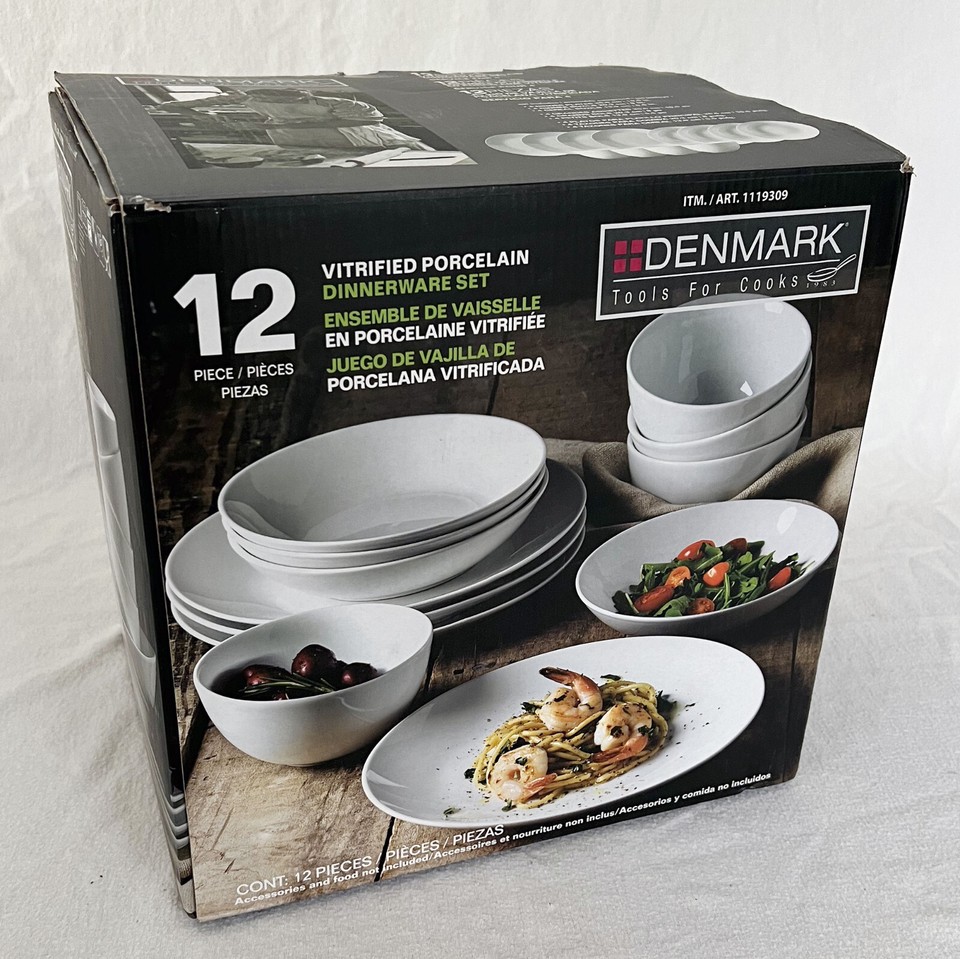 Denmark 12-Piece Vitrified Porcelain Dinnerware Set, 1119309 Commercial ...
