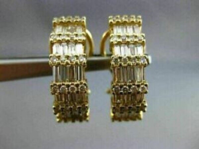 3.20Ct Lab-Created Diamond Omega Back Half Hoop Earrings 14K Yellow ...