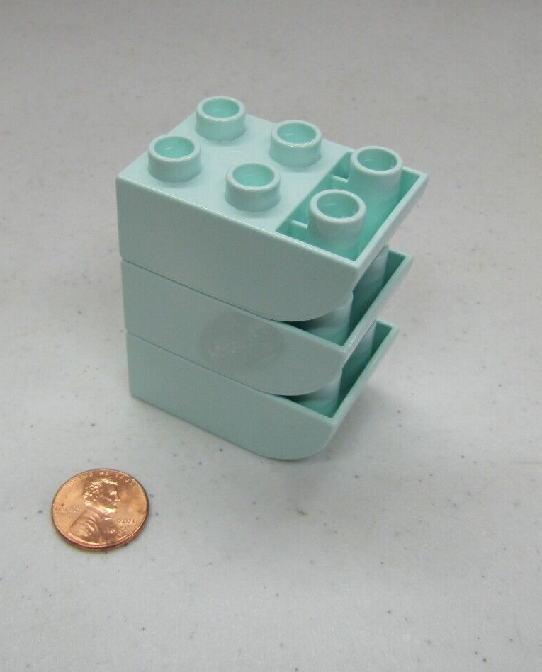 LEGO Duplo Block AQUA BLUE 2x3 CURVED BOTTOM BRICK 3 Block Lot Building ...