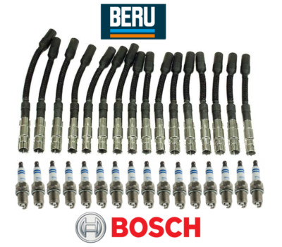 Ignition Wire Cable & Spark Plug Platinum OEM Bosch Beru Mercedes 113 ...