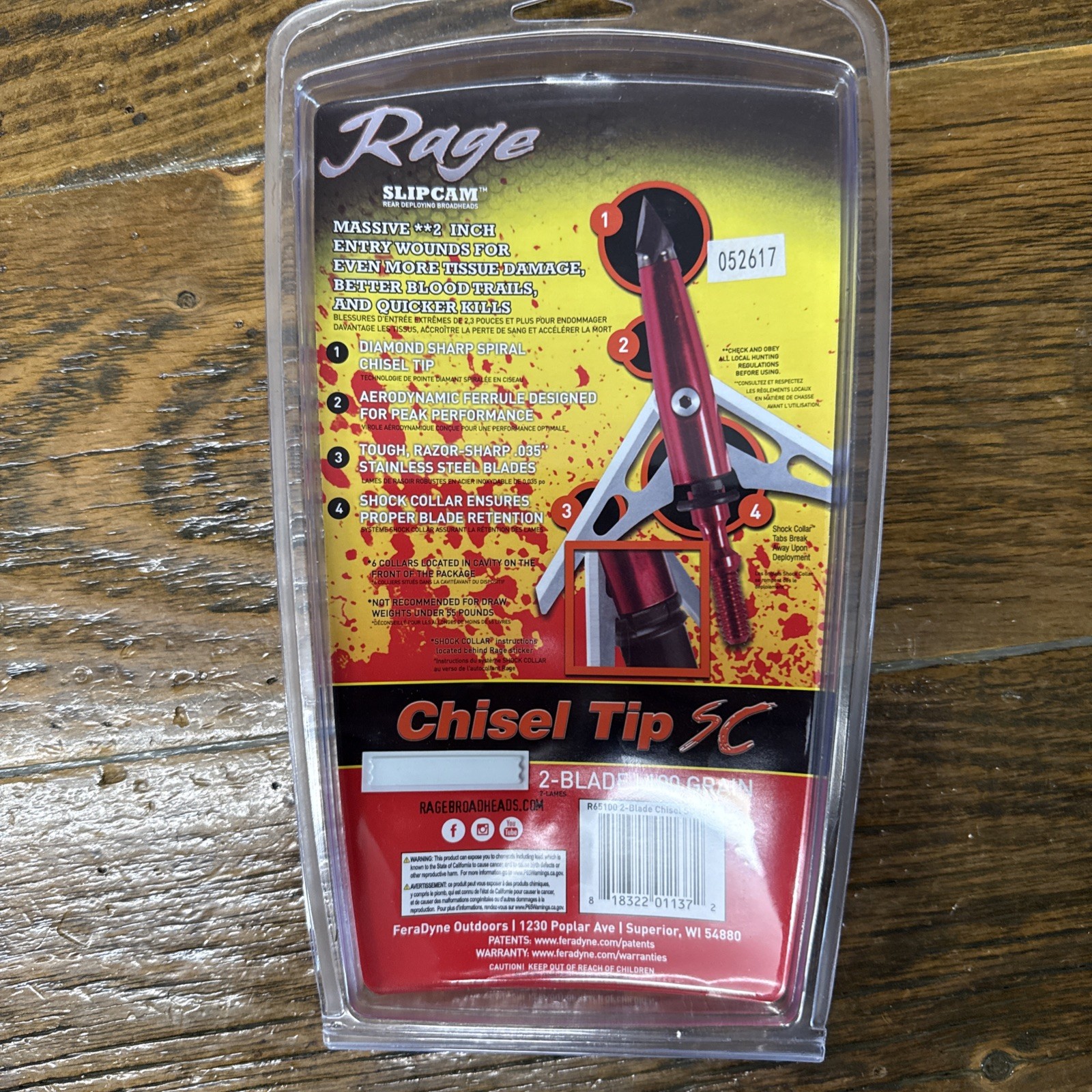 Rage CHISEL TIP Slipcam Mechanical 2" HUGE CUT Blade 100 Grain ...