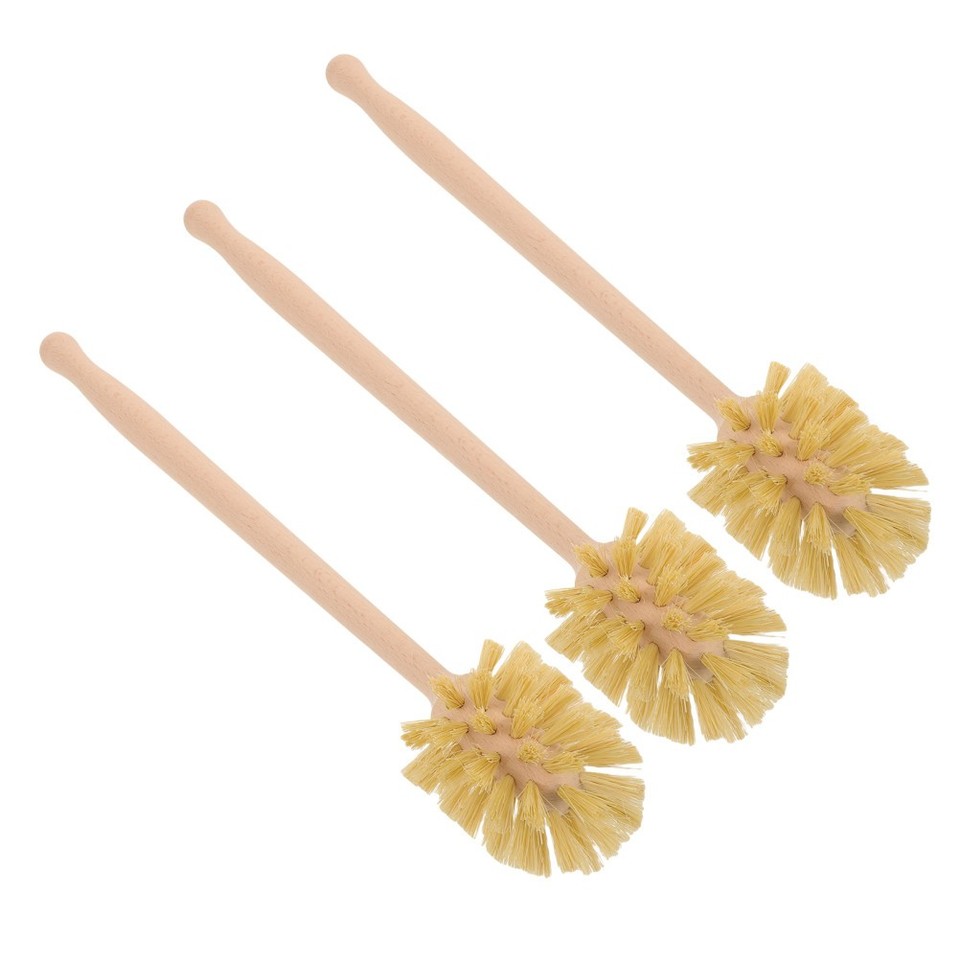 3 Pcs Toilet Bowl Cleaner Brush Wooden Handle Deep Clean Scrubber for ...