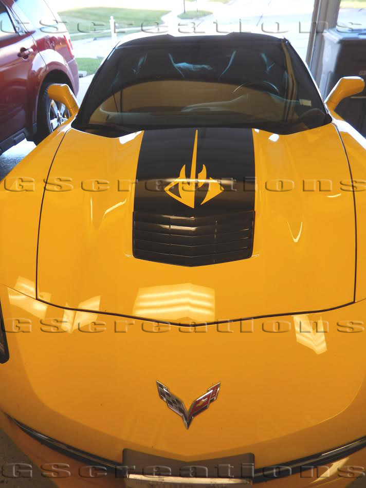C7 Corvette Hood Stripe w/ Stingray Graphic Logo Vinyl Decal 2014-2019 ...