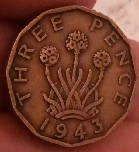 1943 British 3 PENCE KM# 849 THREE PENCE George VI collectable coin ...