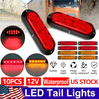 Upgrade Rear LED Submersible Truck Boat Trailer Marker Tail Light Kit ...