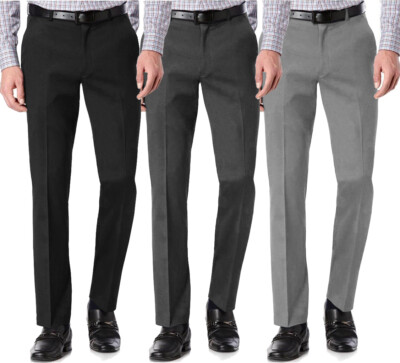 Pre-Owned Men's Classic Slim Fit Dress Pants Flat Front Slacks Multiple ...