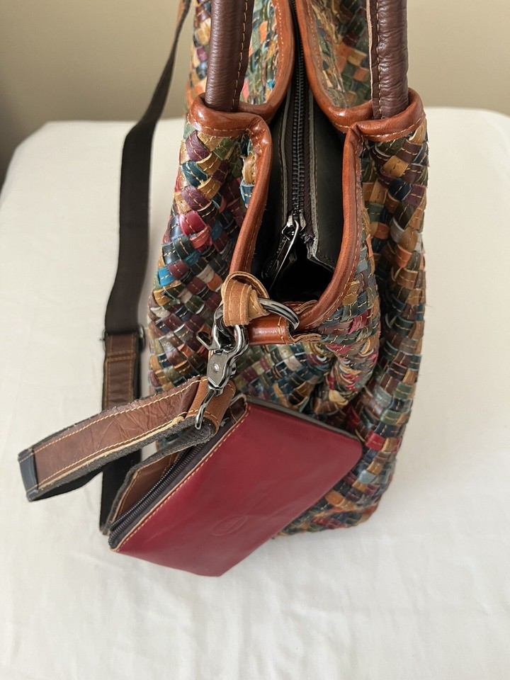 Large Multi Color Real Leather AMERI LEATHER Handbag. | eBay