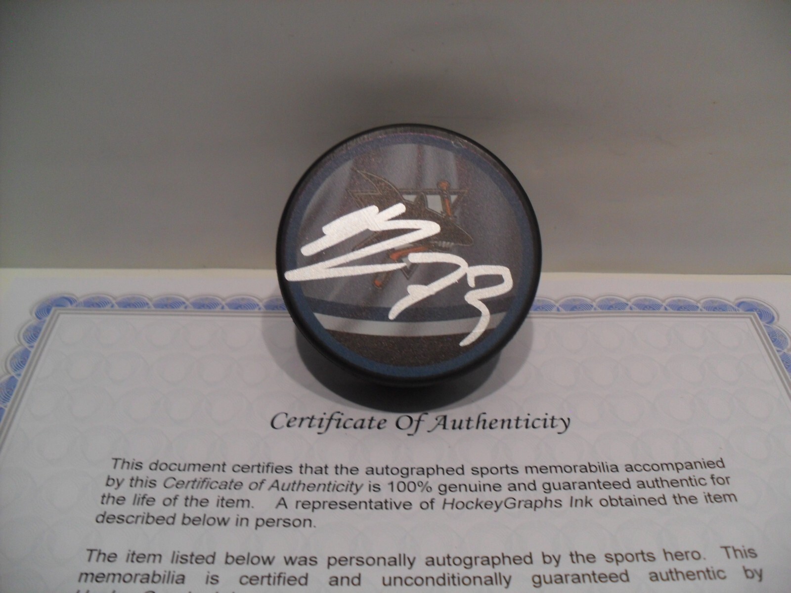 Noah Gregor Autographed Signed San Jose Sharks Puck COA Reverse Retro ...