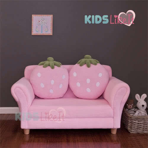 Brand New PINK 2 Seat Wooden STRAWBERRY SOFA COUCH Kids ARM CHAIR w ...