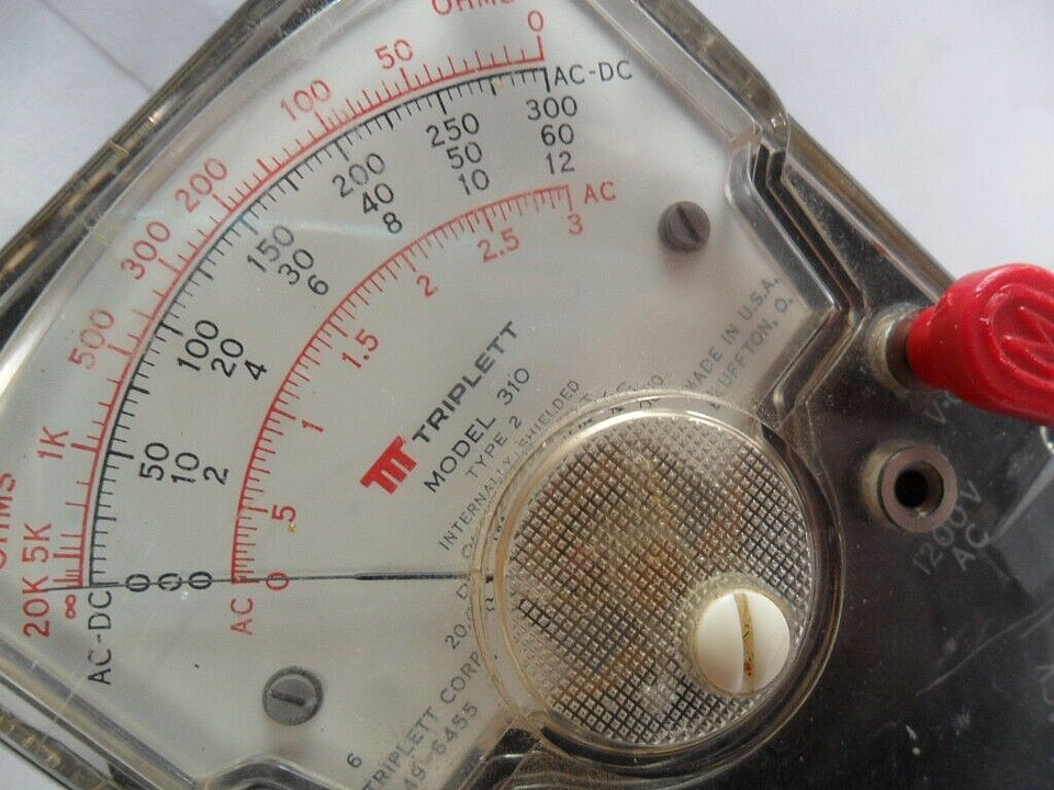 Vintage Triplett Model 310 Type 2 Analog Volt Ohm Meter VOM Hand Size w ...