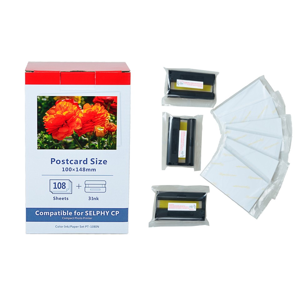 2Set Compatible For Canon SELPHY CP910 CP1000 KP-108IN Color Ink &Paper ...