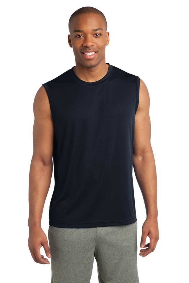 Sport-Tek Mens Sleeveless Dri-Fit Moisture Wicking Muscle T-Shirt M ...